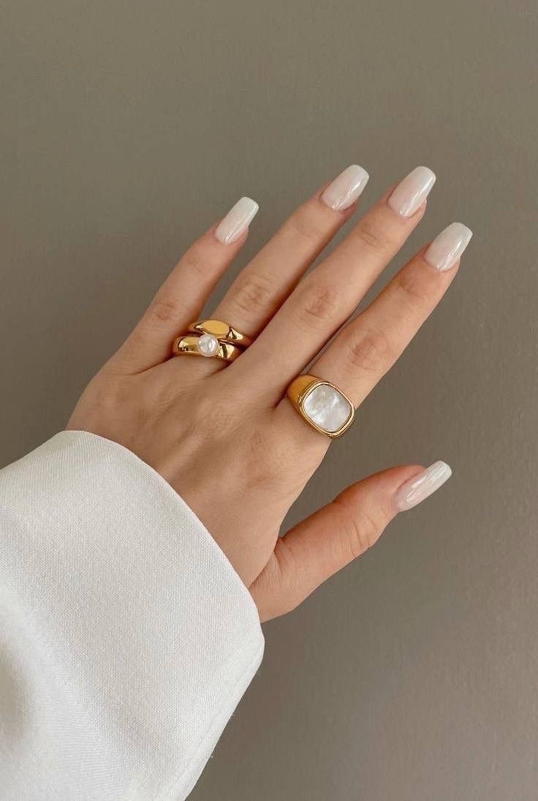 Shell Inlaid Statement Ring | White Chunky Ring | Shell Inlaid Ring ...