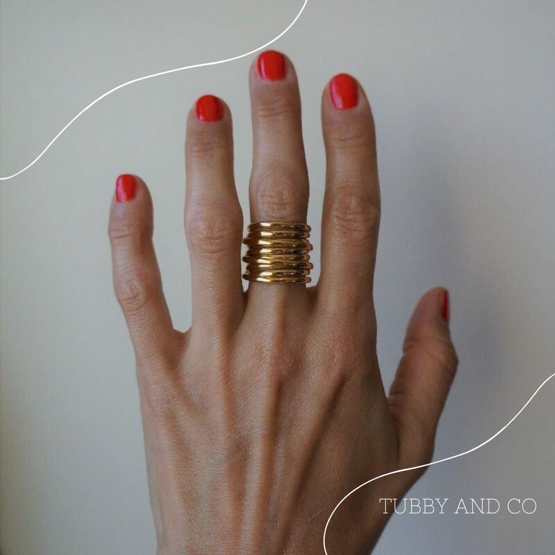 Gold Coil Wrap Ring Gold Statement Ring Stainless Steel Ring 18k Gold ...