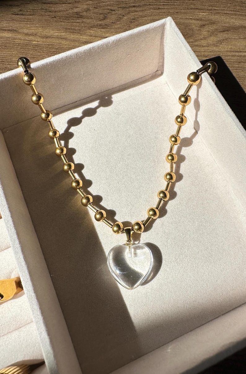 Clear Heart Pendant Necklace | Transparent Heart Necklace | Minimalist ...