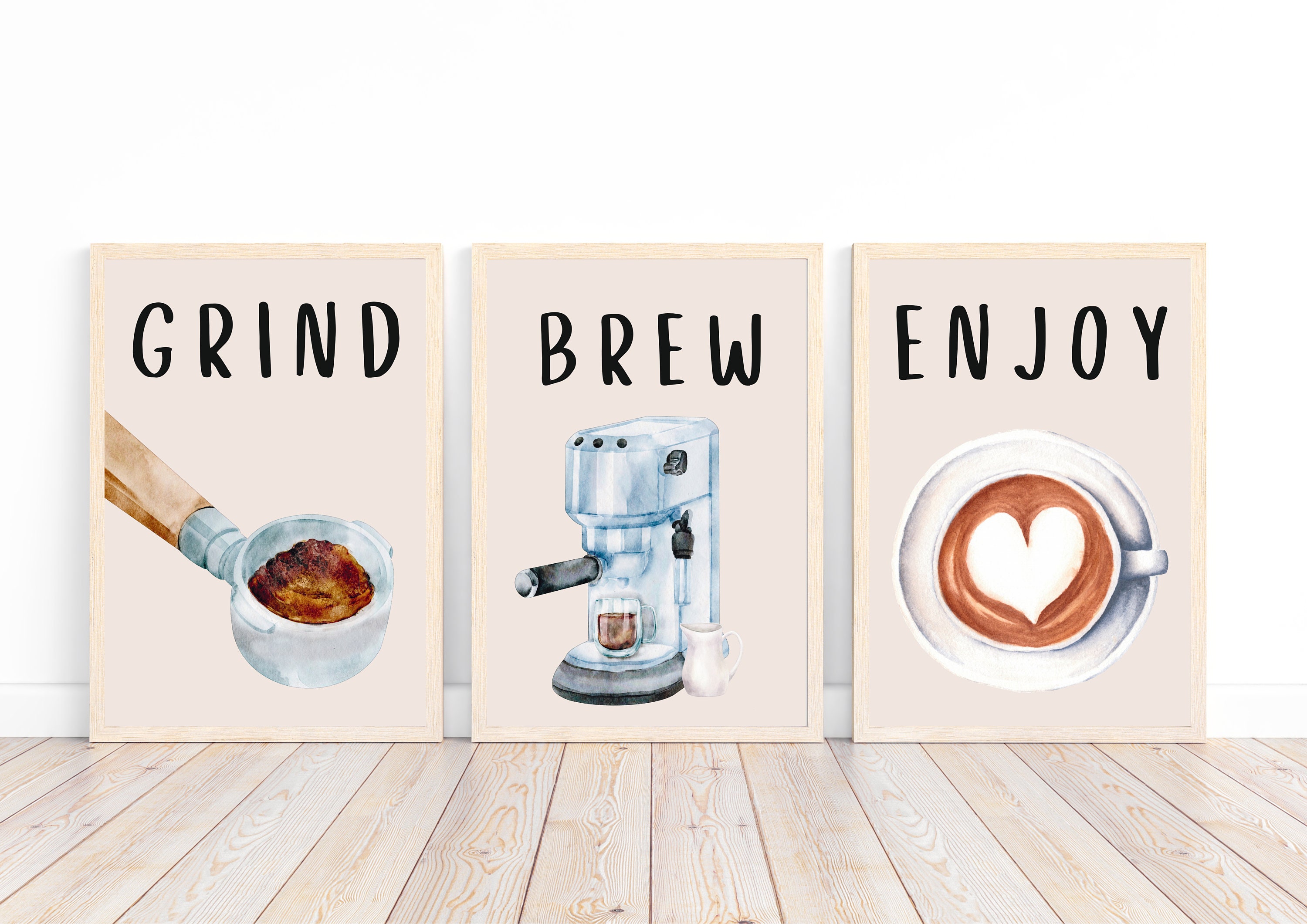 Set of 3 Coffee Wall Art Kitchen Decor Set of Three Coffee Lover Gift ...
