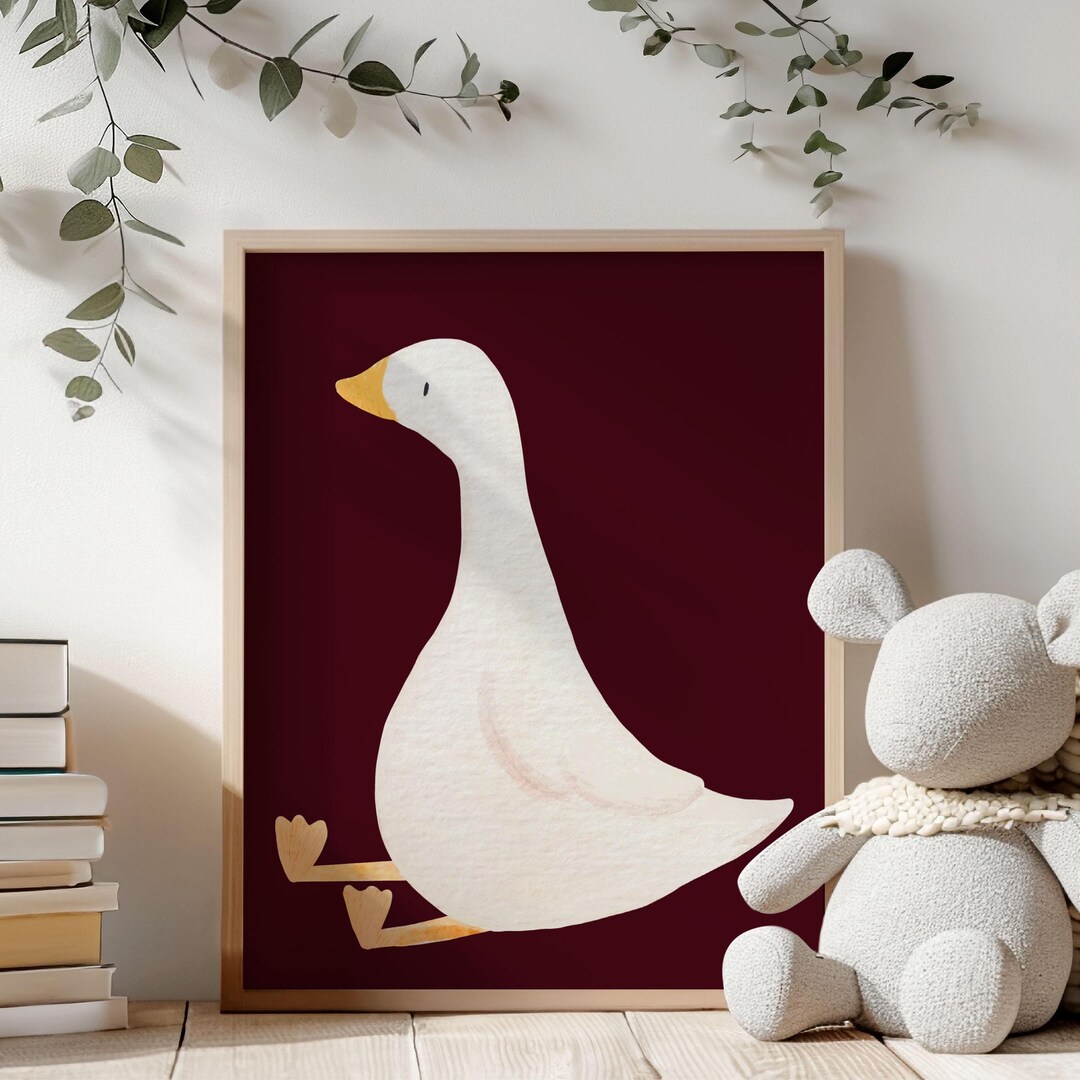 Silly Goose Wall Art Cute Goose Printable Animated Animal Print Nursery ...
