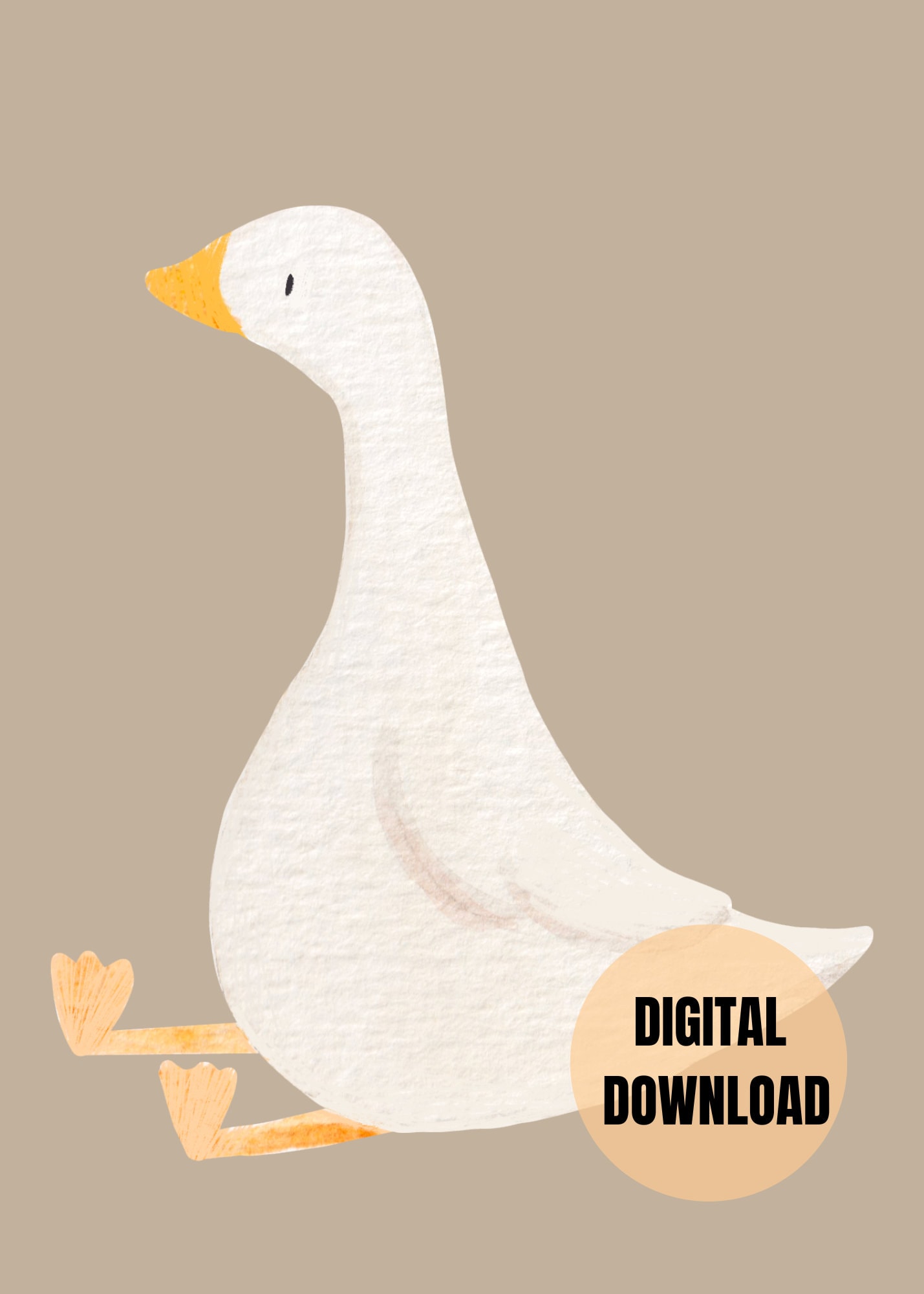 Cute Goose Printable Animated Animal Print Neutral Kids Decor Silly ...