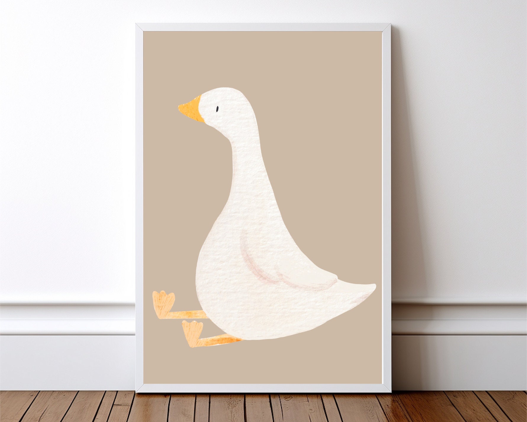 Cute Goose Printable Animated Animal Print Neutral Kids Decor Silly ...