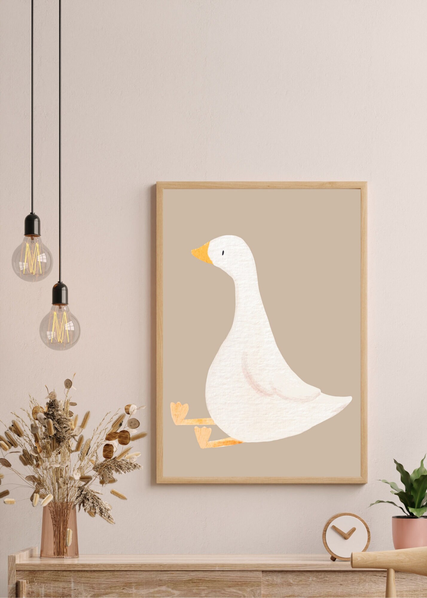Cute Goose Printable Animated Animal Print Neutral Kids Decor Silly ...