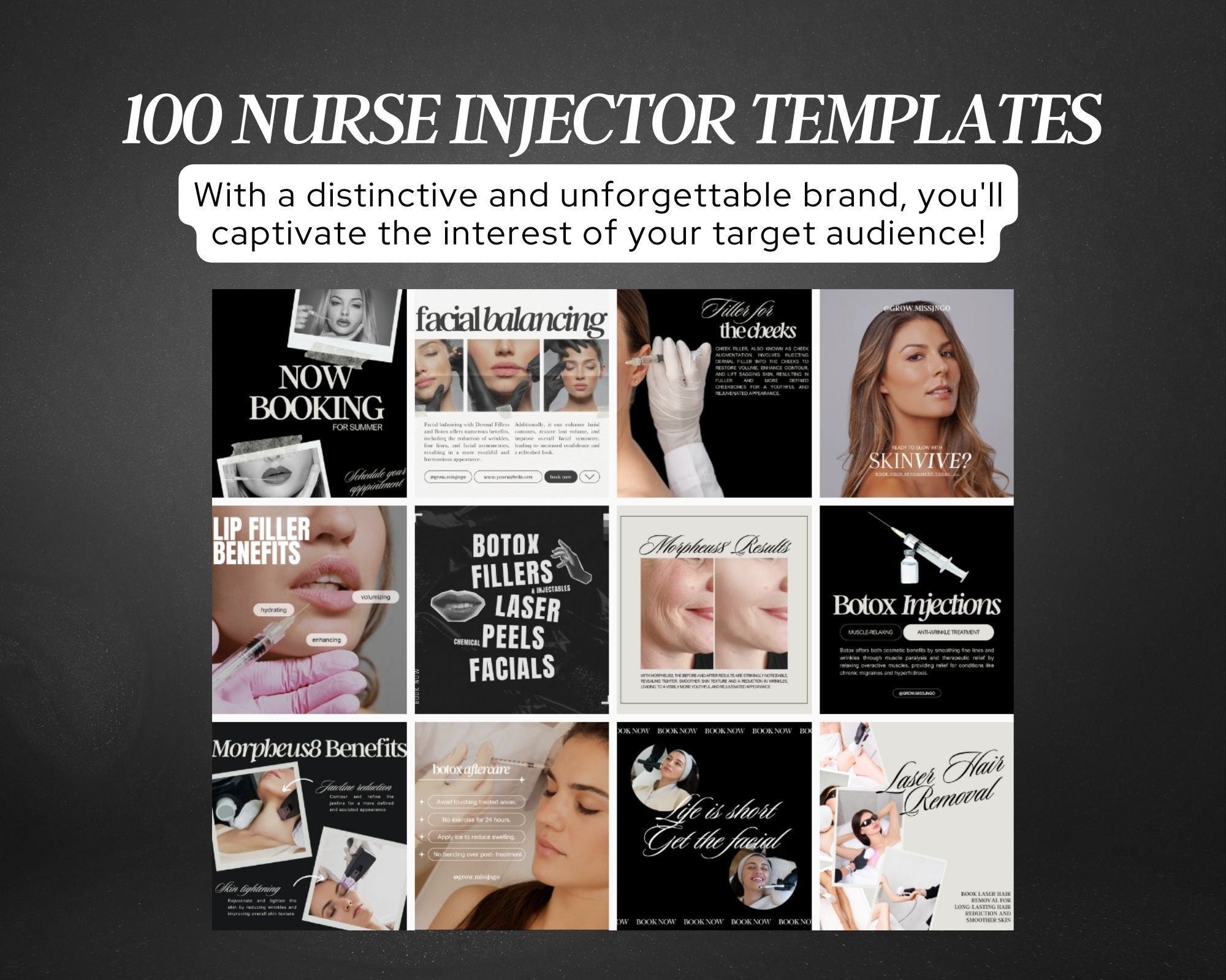 Botox and Filler Canva Templates for Nurse Injectors Med Spa, Social ...