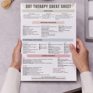 DBT Cheat Sheet, DBT Skills, Borderline, Bpd, Therapy Worksheet, Mental ...