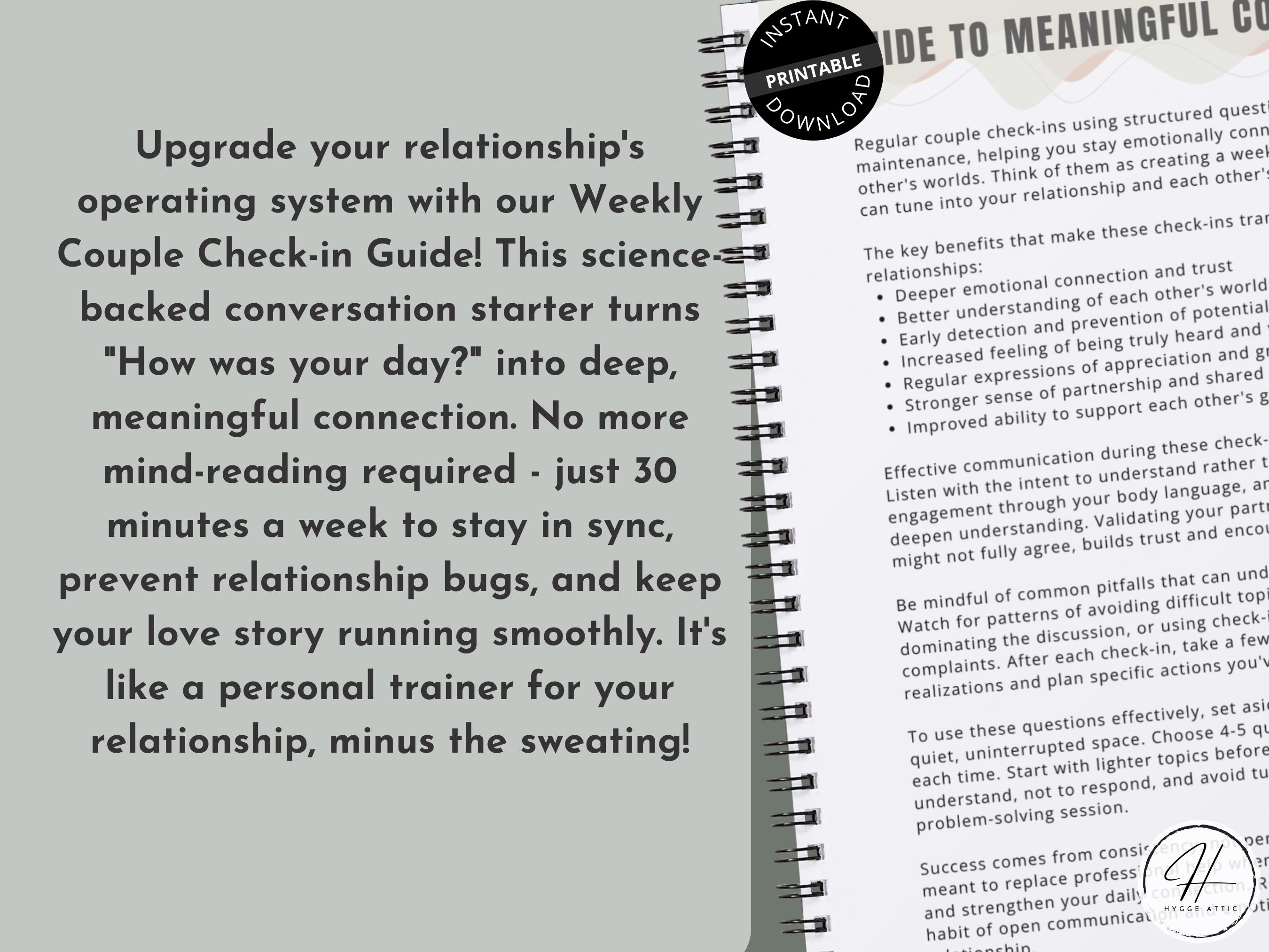 Questions for Couples: Gottman Method Weekly Check-in Guide Marriage ...