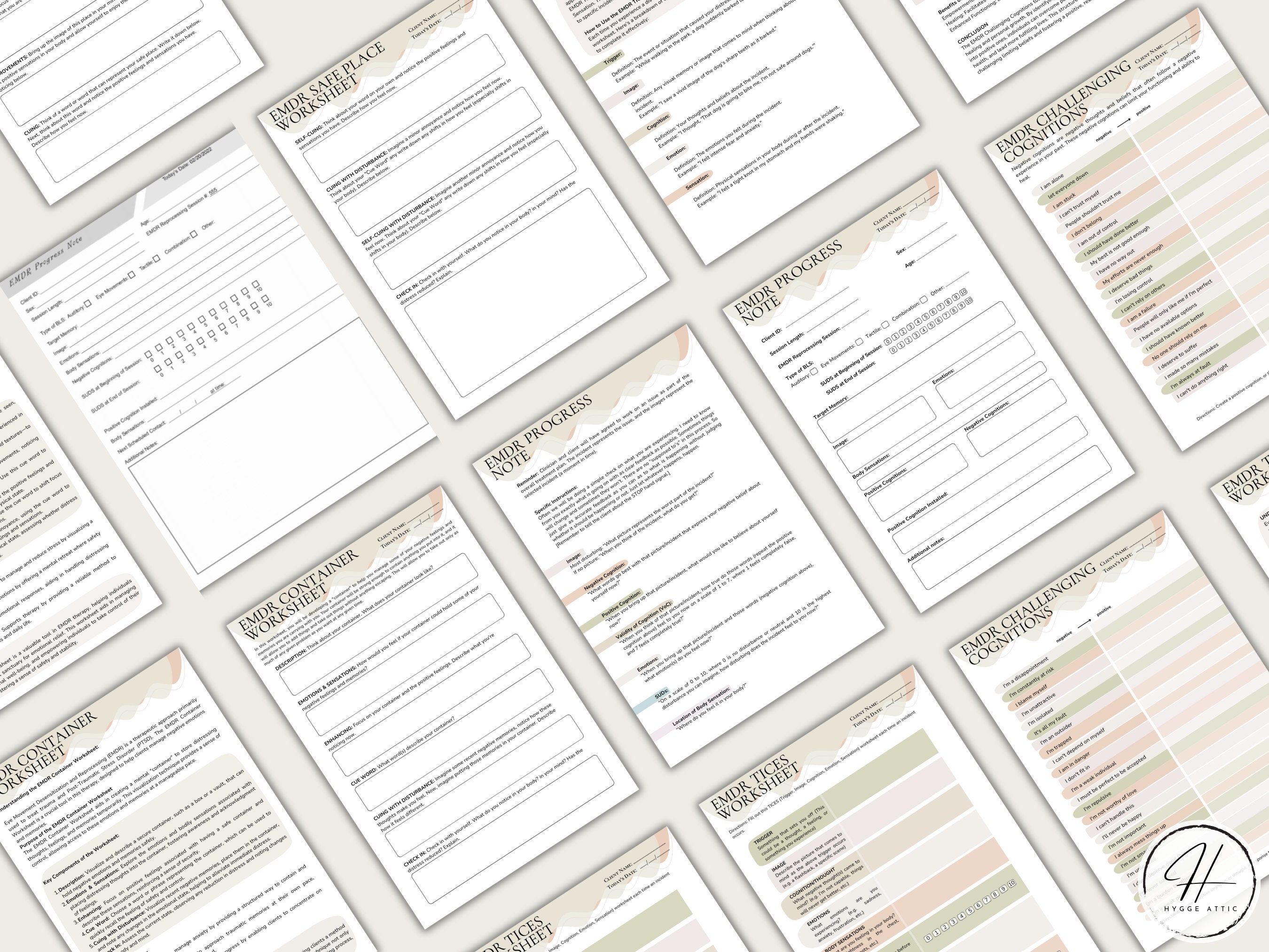 EMDR Bundle Therapy Worksheets, Safe Place Worksheet, Emotional ...