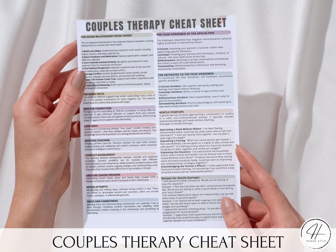 Couples Therapy Cheat Sheet • Evidence-based Relationship Counseling ...