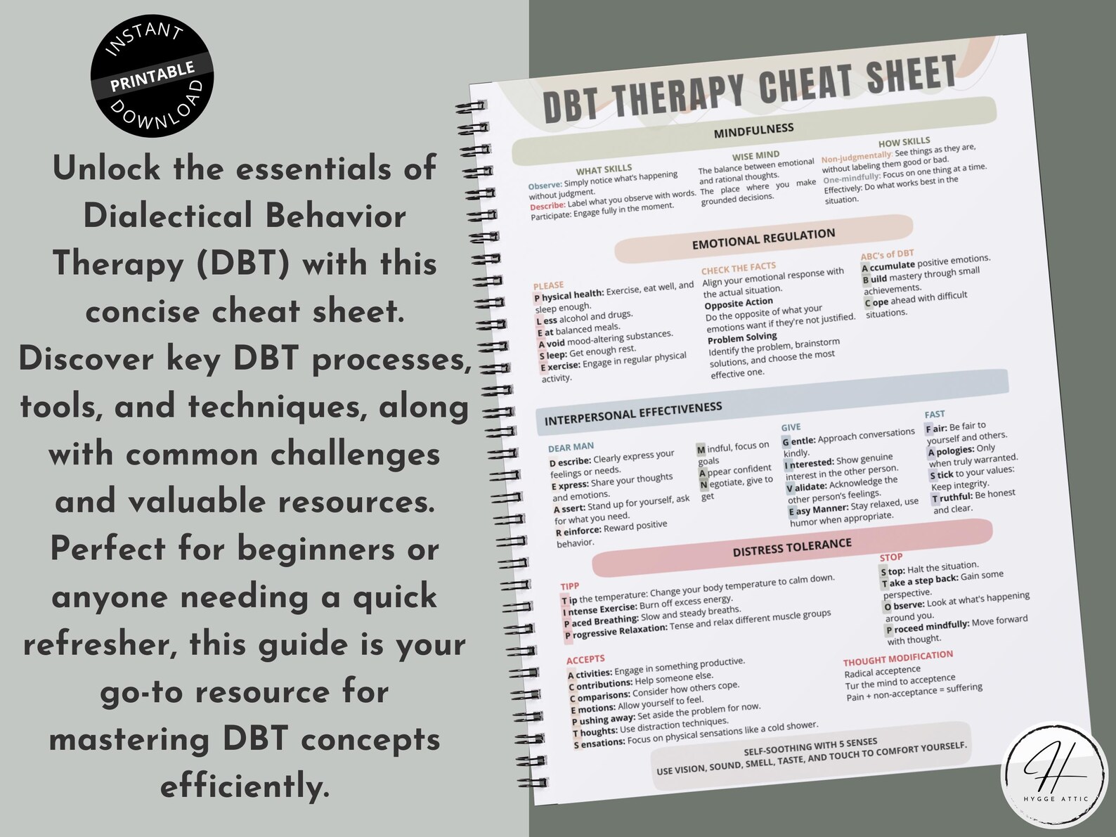 DBT Cheat Sheet, DBT Skills, Borderline, Bpd, Therapy Worksheet, Mental ...