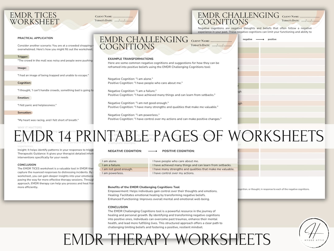 EMDR Bundle Therapy Worksheets, Safe Place Worksheet, Emotional ...