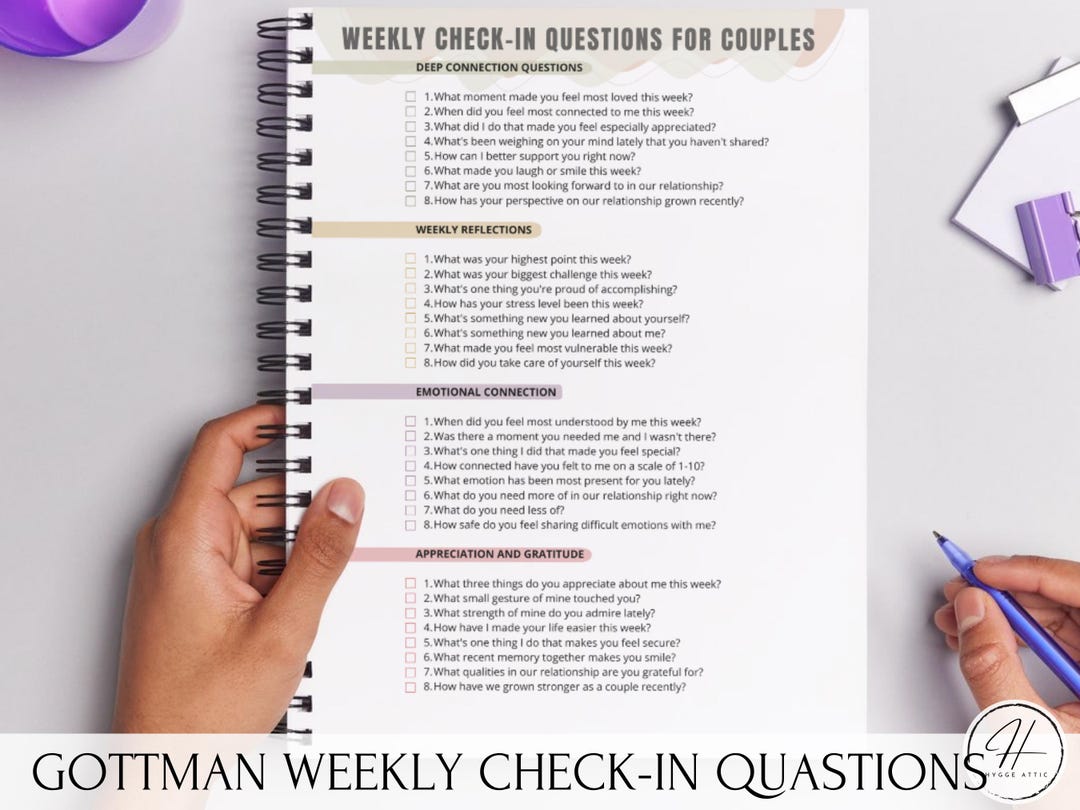 Questions for Couples: Gottman Method Weekly Check-in Guide Marriage ...