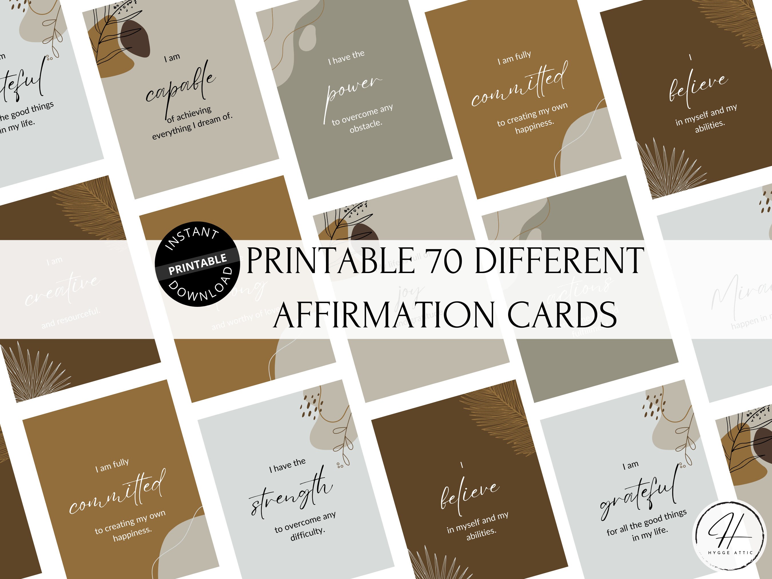 Boho I Am Affirmation Cards, Printable Positive Affirmation Cards, I Am ...