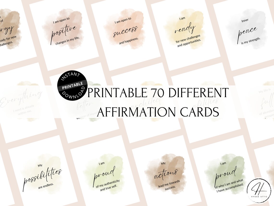Watercolor I Am Affirmation Cards for Adults, I Am Everything Cards ...