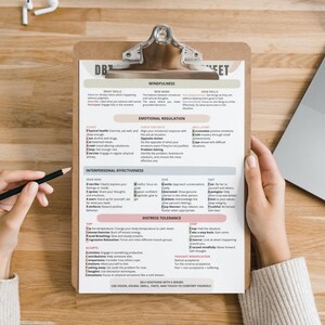 DBT Cheat Sheet, DBT Skills, Borderline, Bpd, Therapy Worksheet, Mental ...