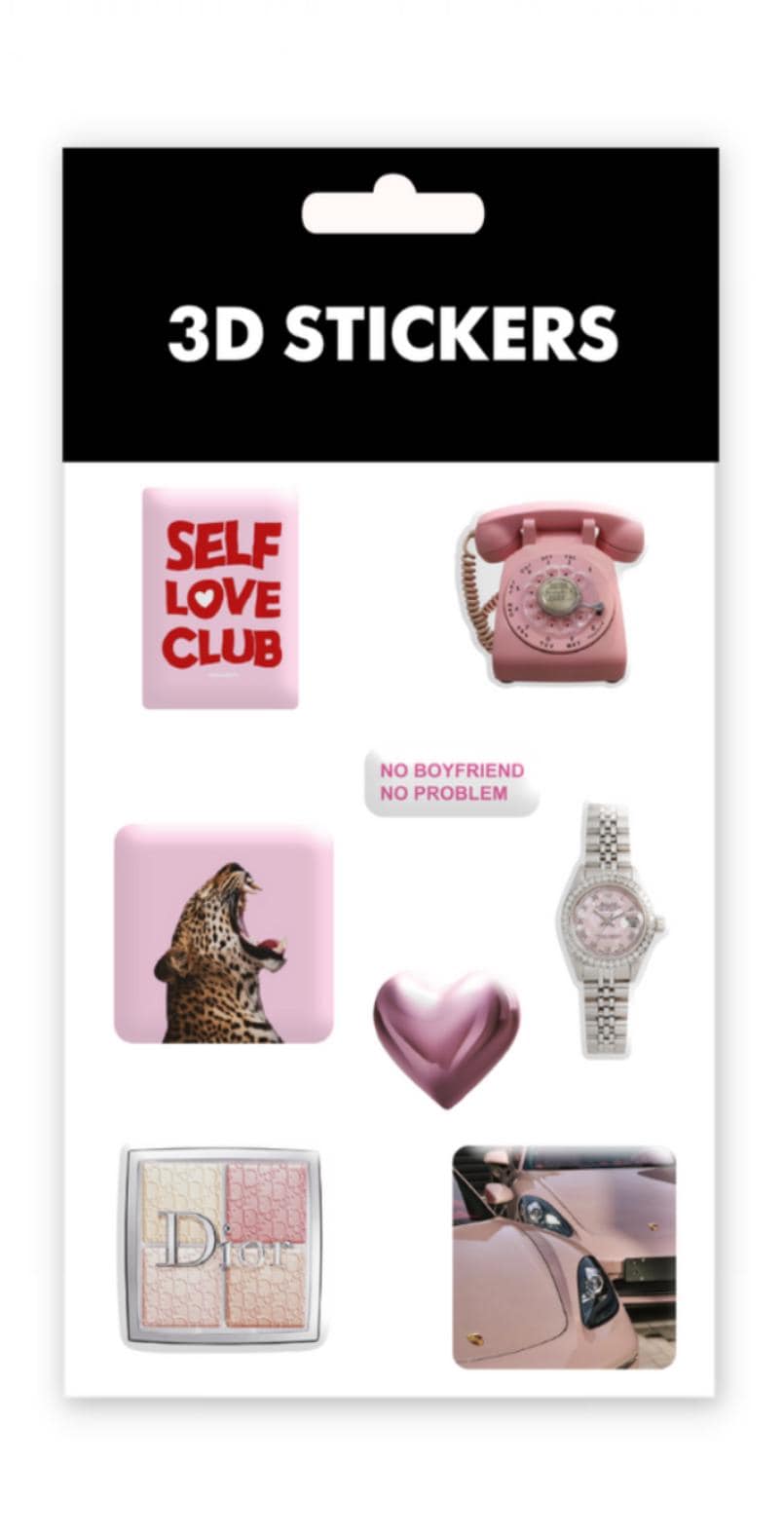 3D Stickers "pink Lover" Set of 8 Stickers - Etsy