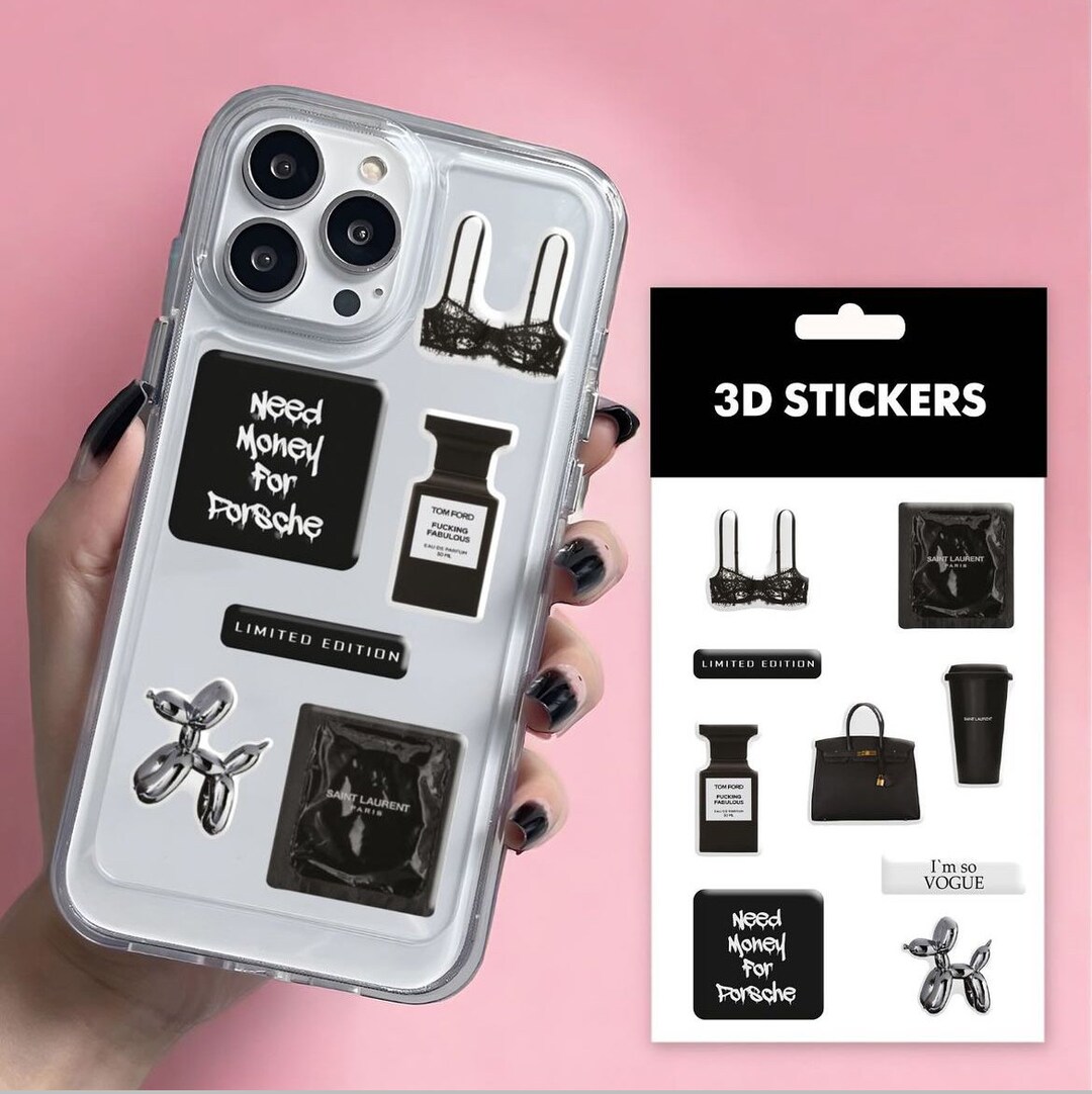 3D Stickers "black Edition" Set of 8 Stickers - Etsy