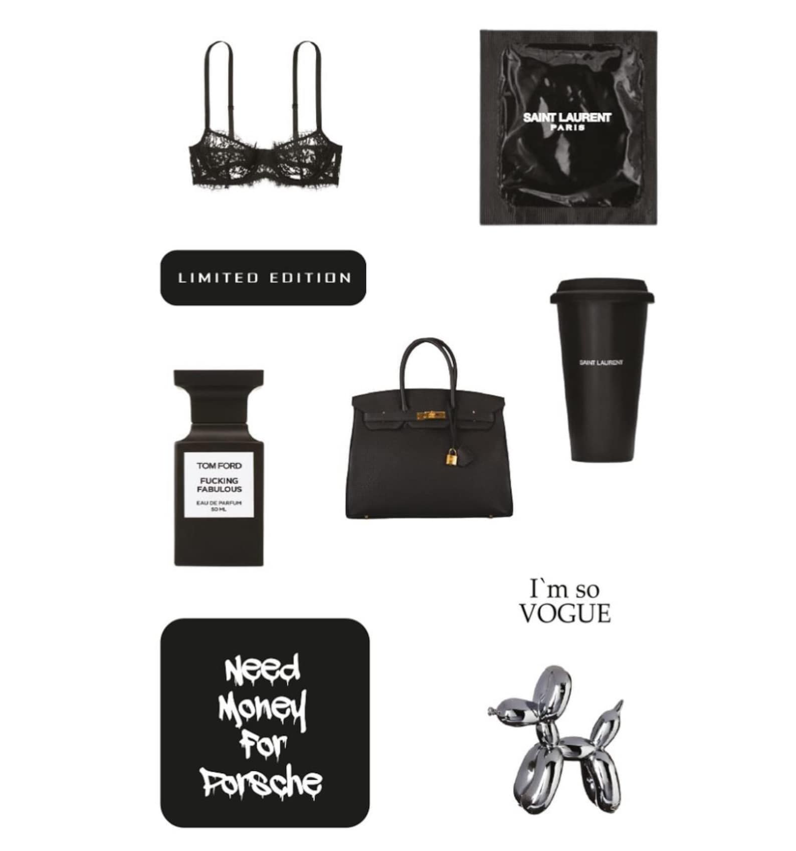 3D Stickers "black Edition" Set of 8 Stickers - Etsy