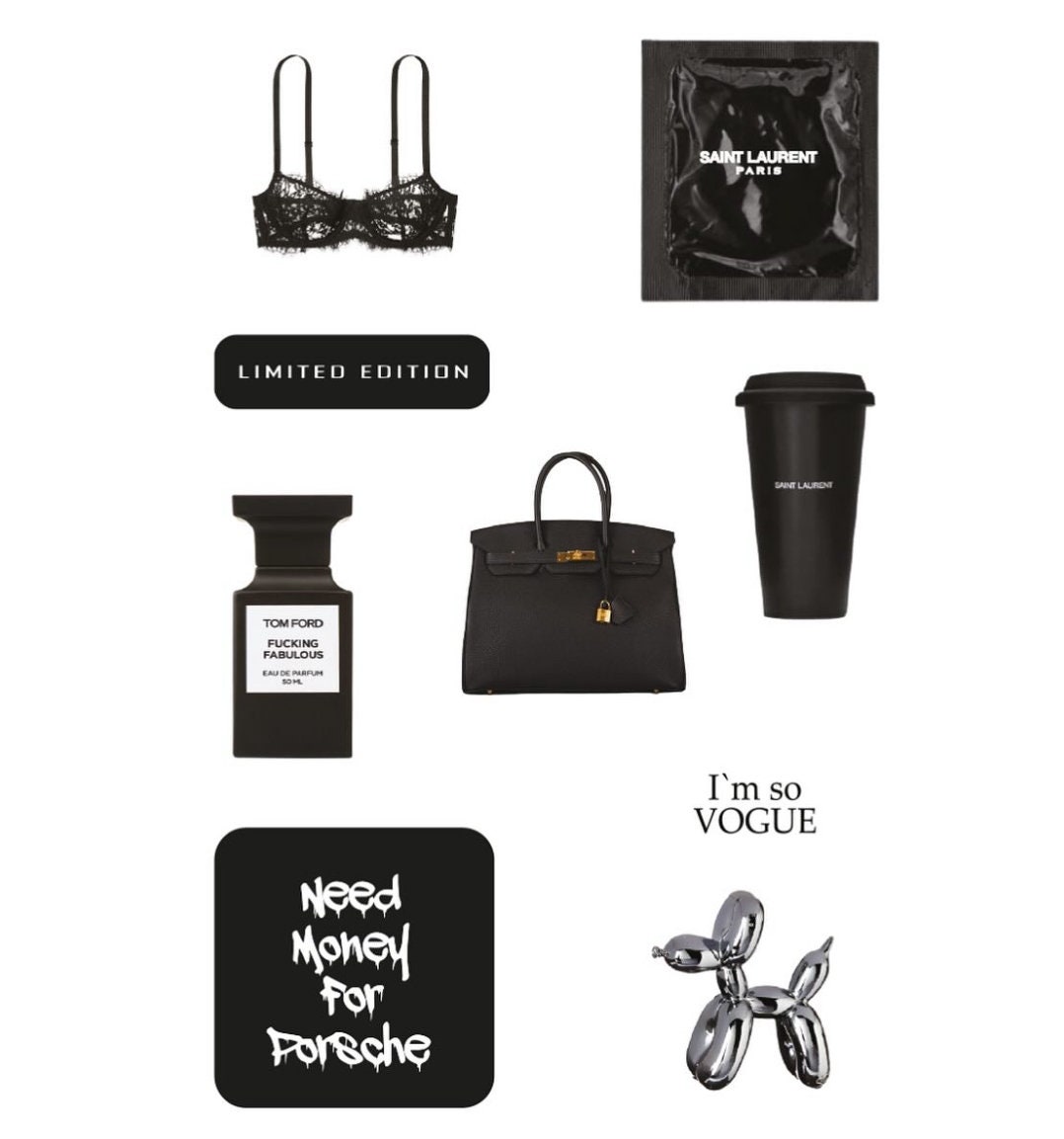 3D Stickers "black Edition" Set of 8 Stickers - Etsy