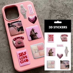 3D Stickers "pink Lover" Set of 8 Stickers - Etsy