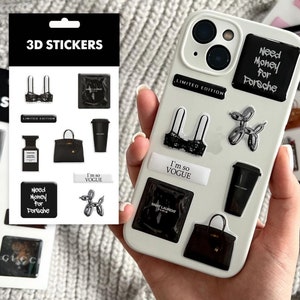 3D Stickers "black Edition" Set of 8 Stickers - Etsy
