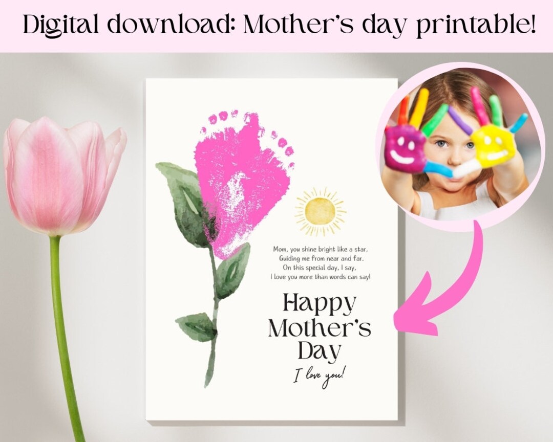 Flower Footprint Art, Kids Handprint, Mothers Day Handprint, Handprint ...