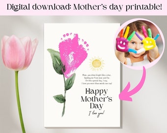 Flower Handprint Art, Kids Handprint, Mothers Day Handprint, Handprint ...