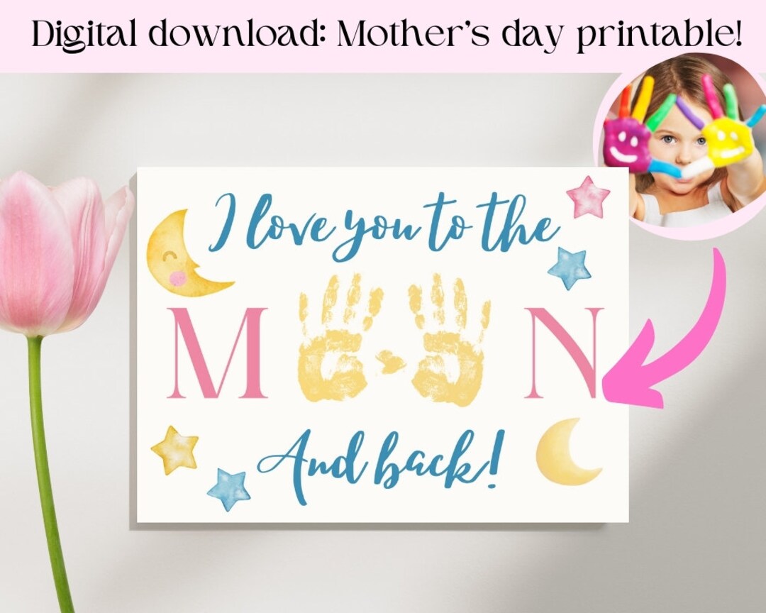 Moon & Stars Handprint Art, Kids Handprint, Mothers Day Handprint ...