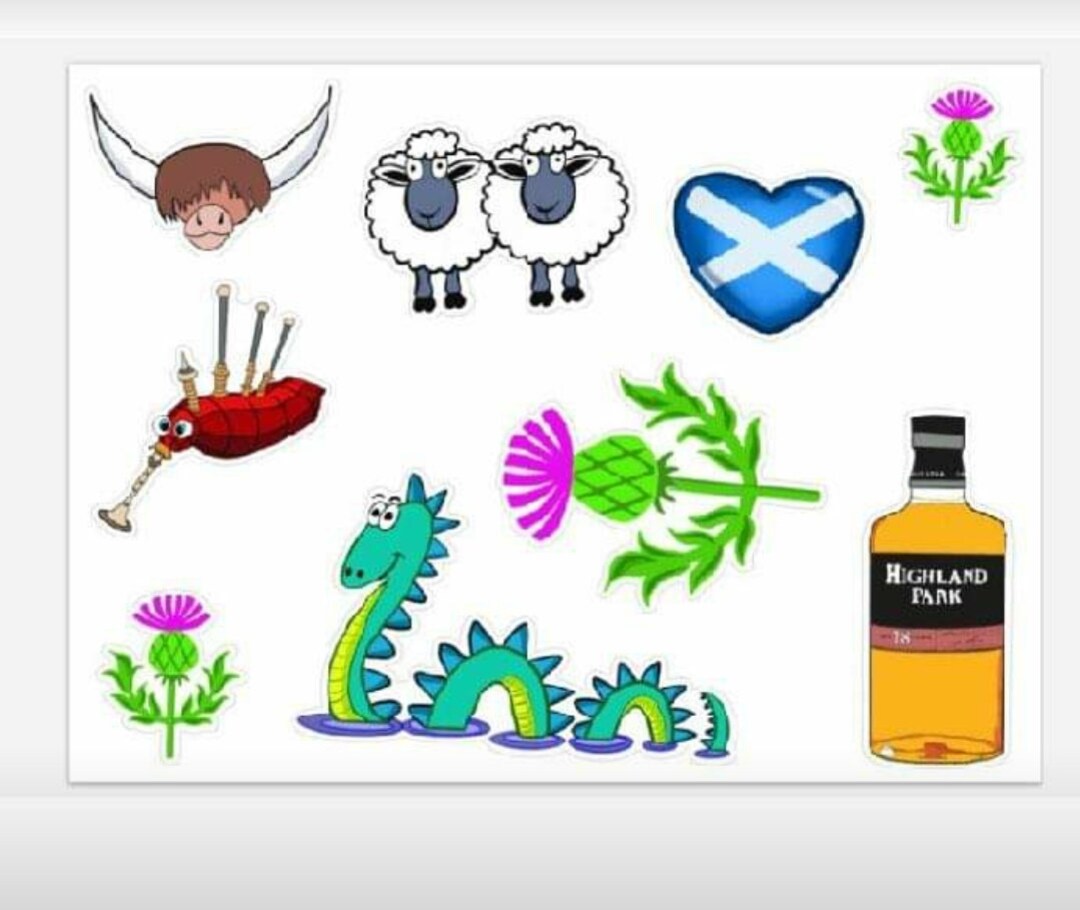 Scottish Sticker Set - Full Sheet of Scotland Vinyl Stickers - Etsy.de