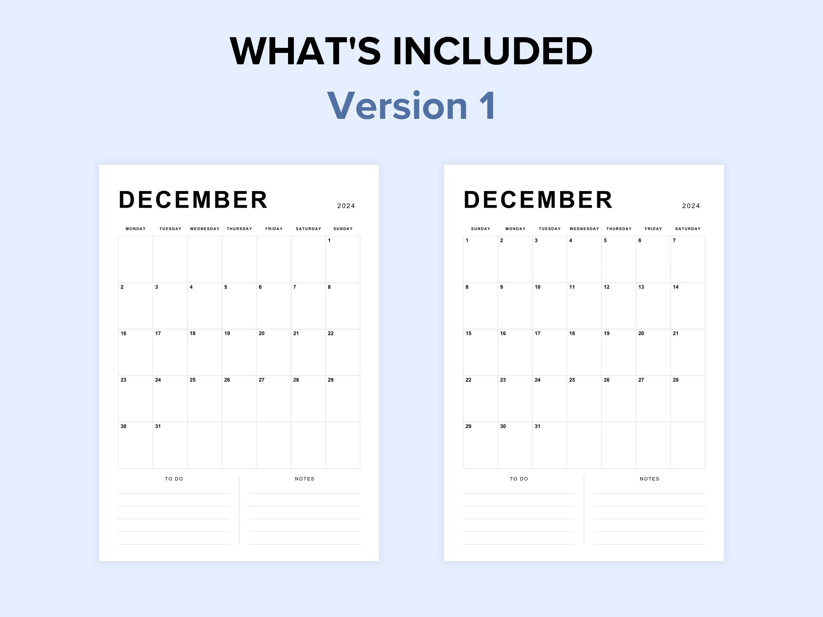 Editable December 2024 Calendar Minimalist Printable | Simple ...