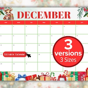 Editable December 2024 Calendar | Christmas Ornaments Calendar and ...