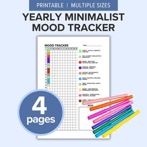 Yearly Minimalist Mood Tracker Printable | A Year in Pixels | Track ...