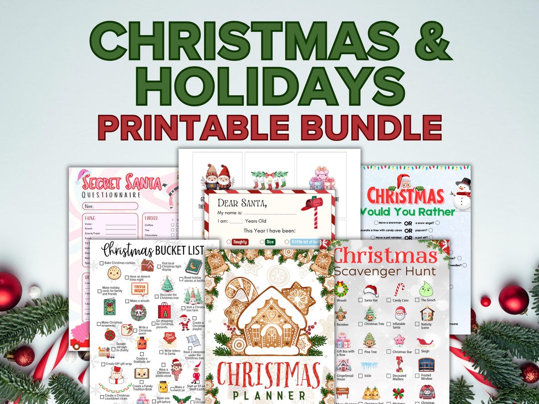 Christmas and Holidays Printable Bundle | Secret Santa | Xmas Bucket ...