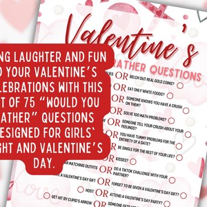 75 Valentine's Would You Rather Questions Game Printable | This or That ...