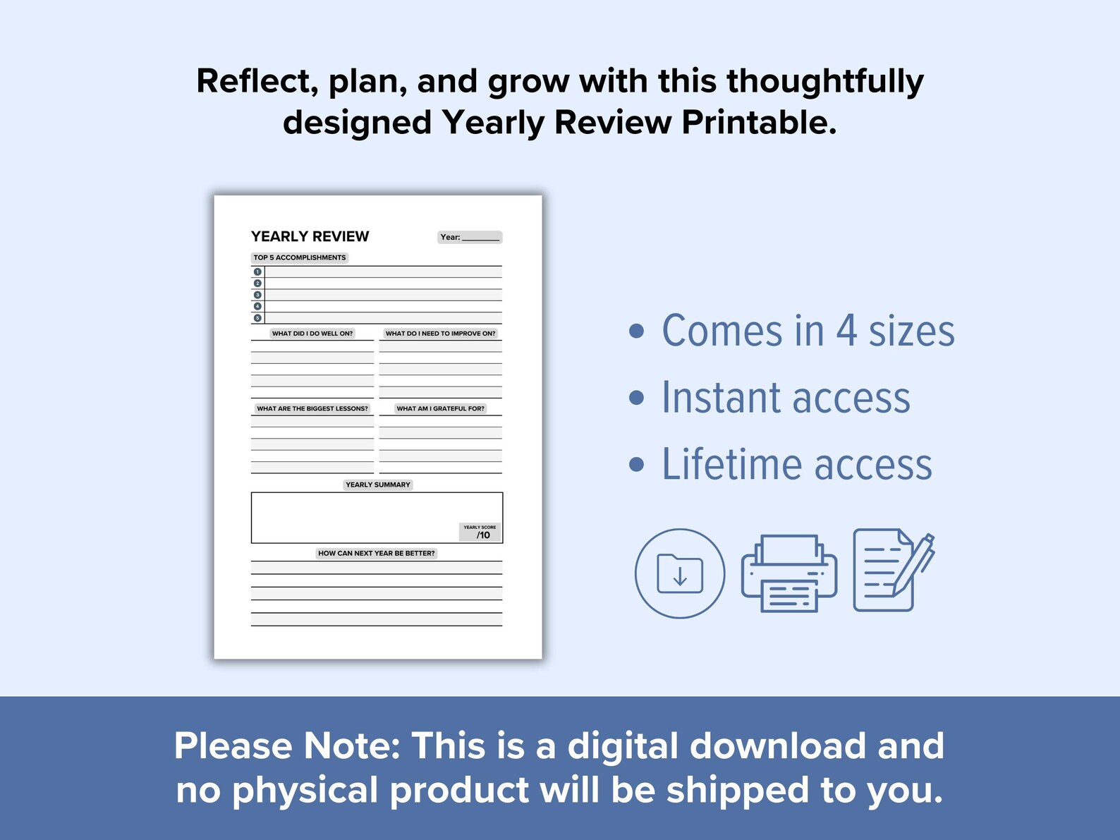 Yearly Review Printable | End of Year Reflection Questionnaire - Etsy