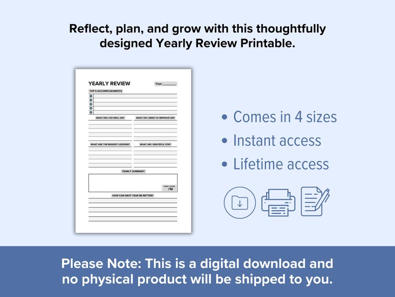 Yearly Review Printable | End of Year Reflection Questionnaire - Etsy