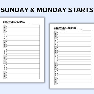 Daily Gratitude Journal Log Printable Worksheet | 30 Days of Gratitude ...