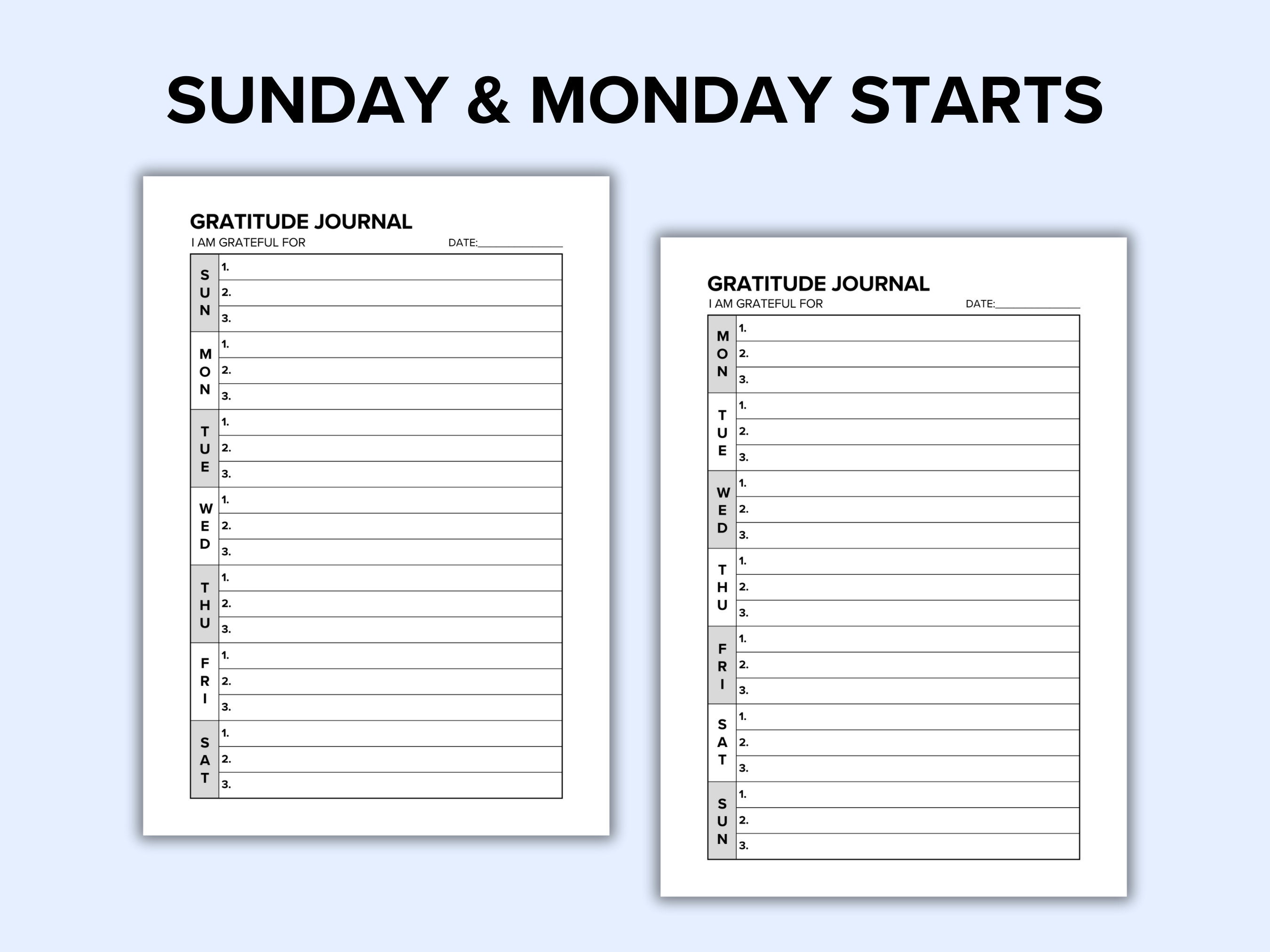 Daily Gratitude Journal Log Printable Worksheet | 30 Days of Gratitude ...