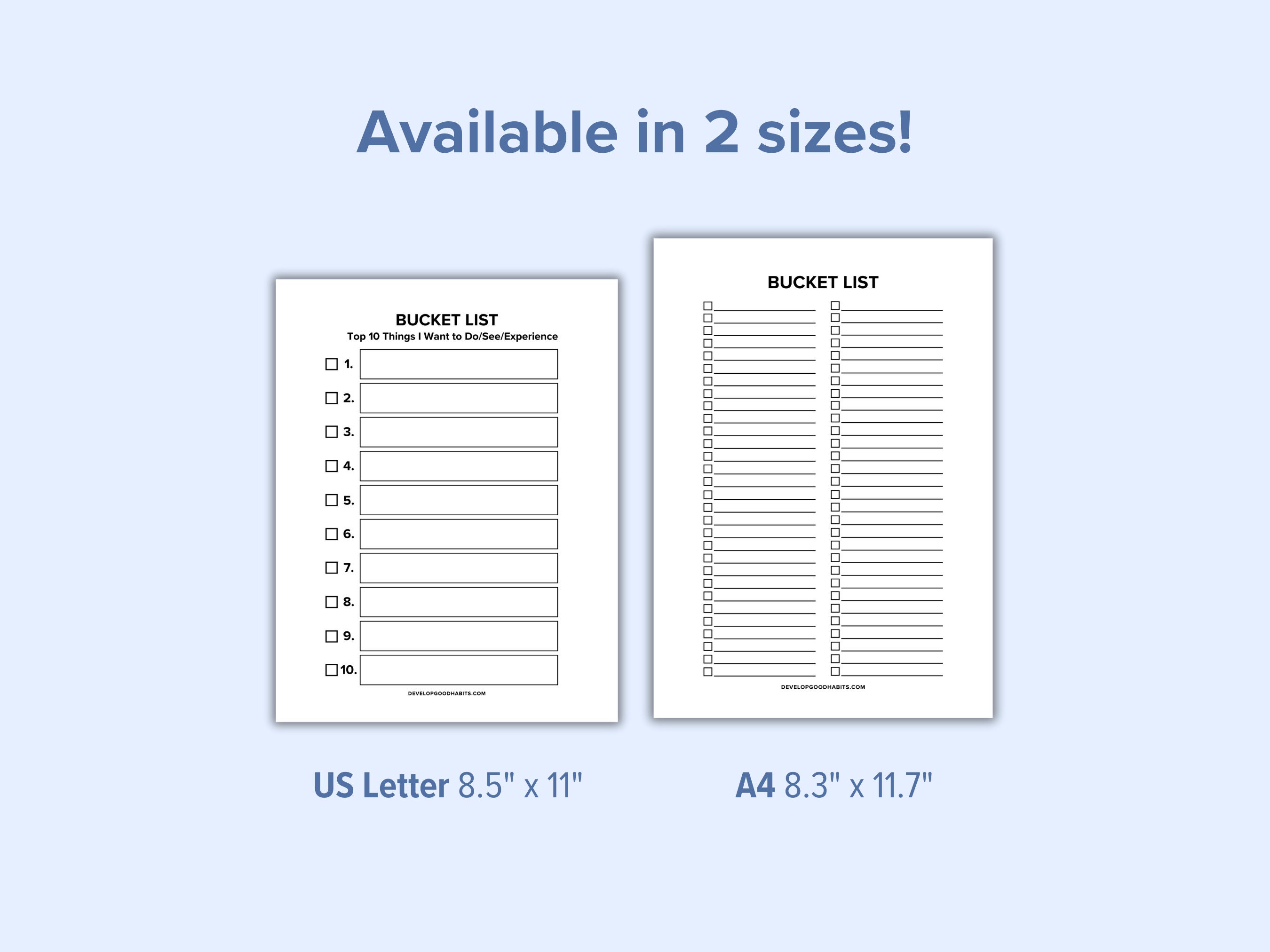 4 Bucket List Planner Printable Worksheets and Templates Bundle - Etsy