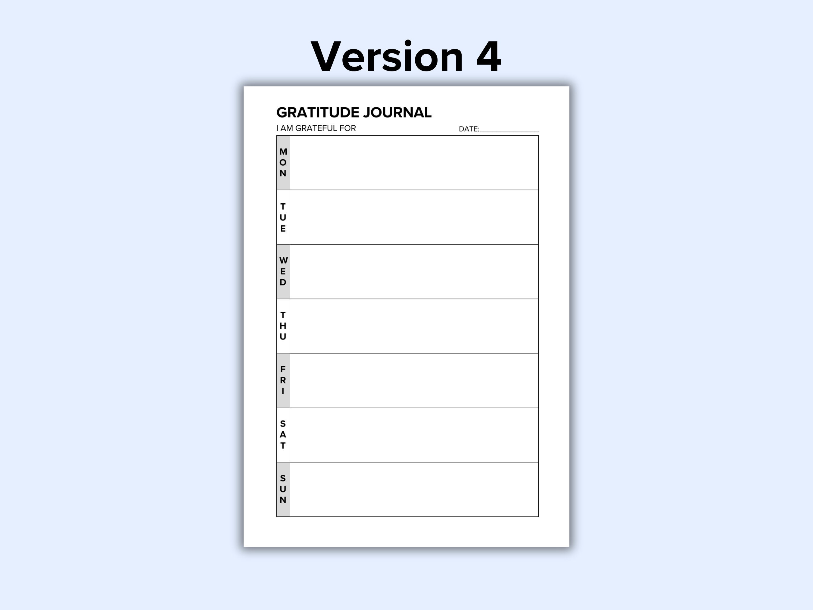 Daily Gratitude Journal Log Printable Worksheet | 30 Days of Gratitude ...
