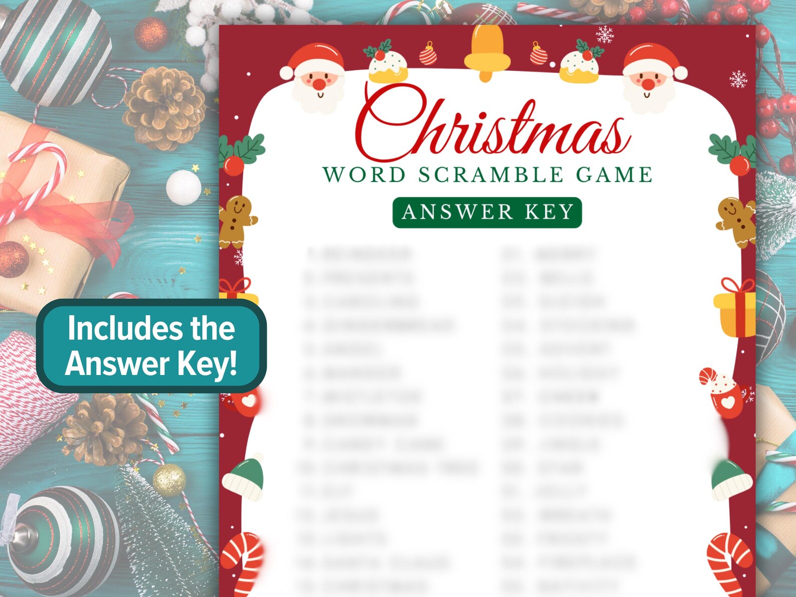 Christmas Word Scramble Game Printable | Christmas Kids Activity Game ...