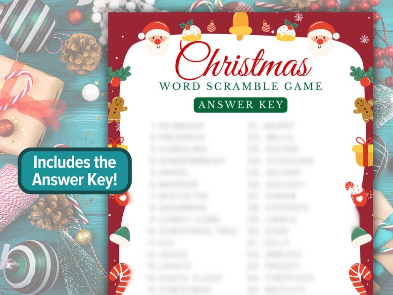 Christmas Word Scramble Game Printable | Christmas Kids Activity Game ...