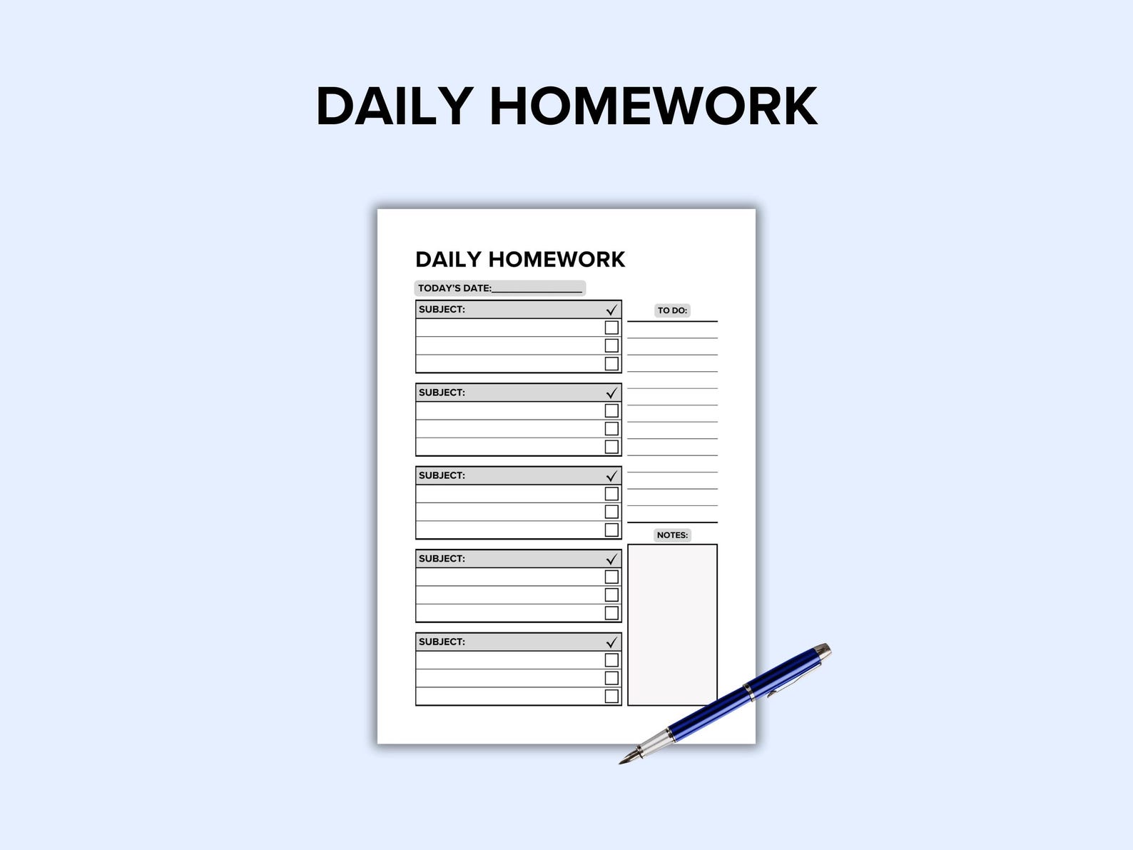 3 Homework Checklists and Worksheets Printable Bundle | Daily Homework ...