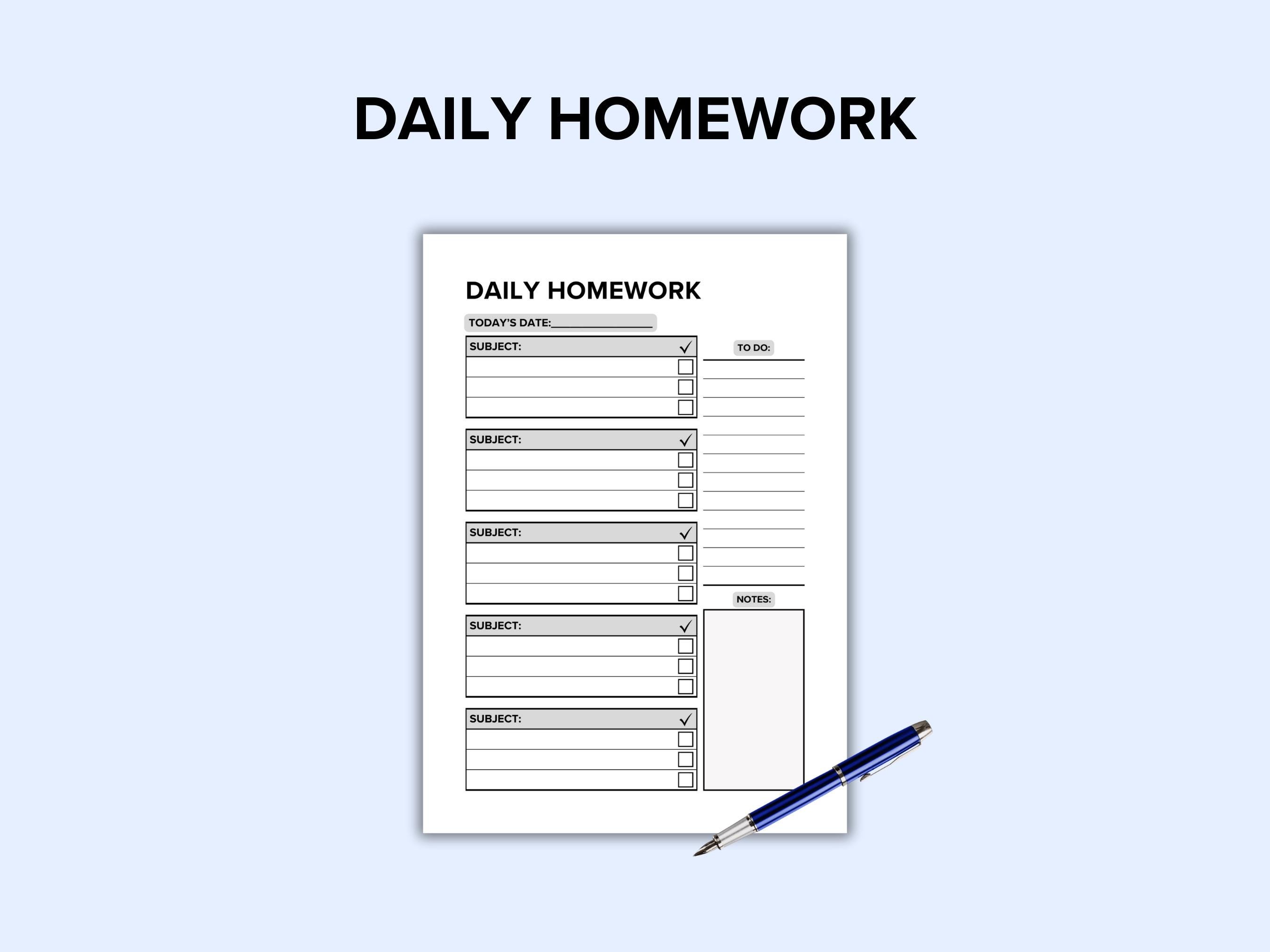 3 Homework Checklists and Worksheets Printable Bundle | Daily Homework ...