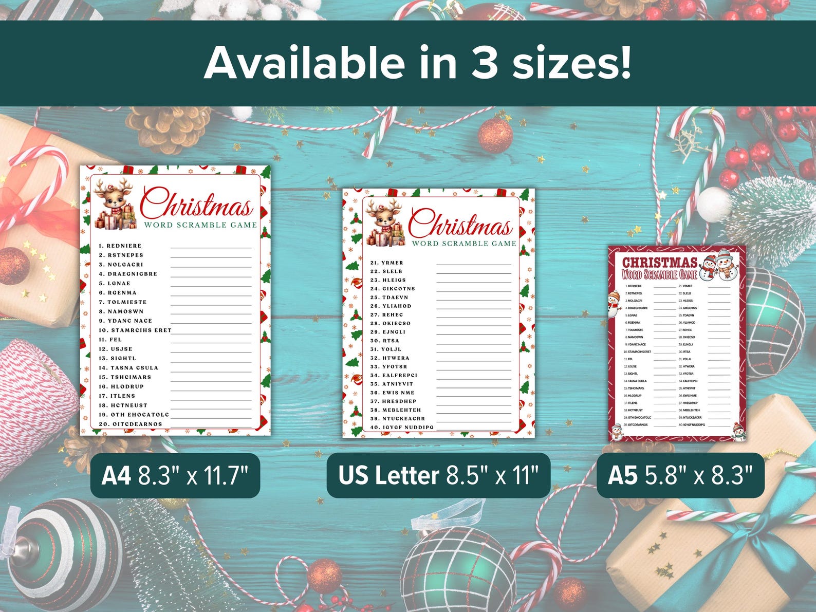Christmas Word Scramble Game Printable | Christmas Kids Activity Game ...