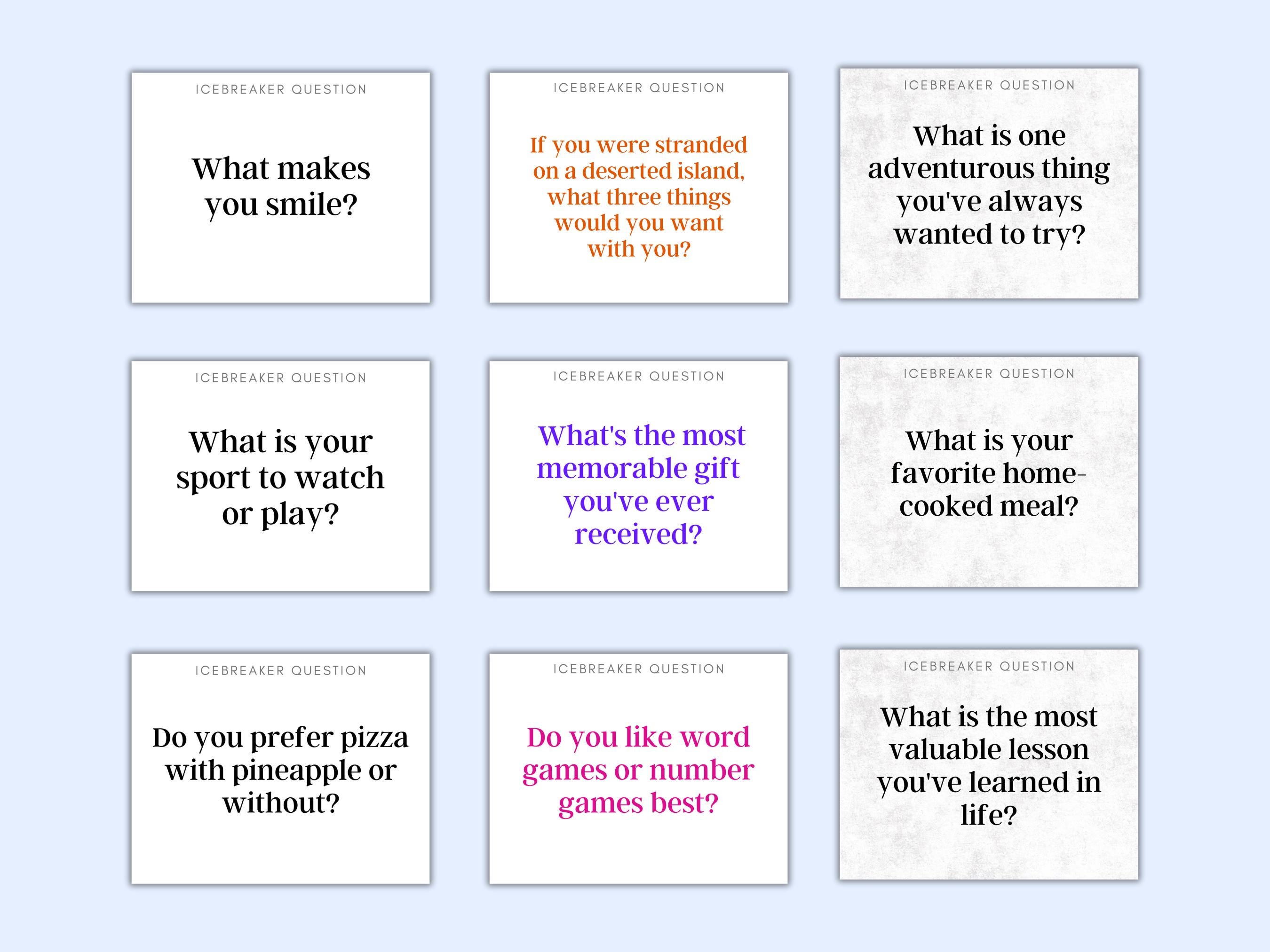 132 Icebreakers Questions and Conversation Starters | Get to Know Your ...