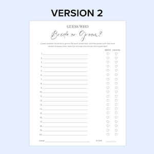 Guess Who Bride or Groom Printable Game | Bridal or Bachelorette Game ...