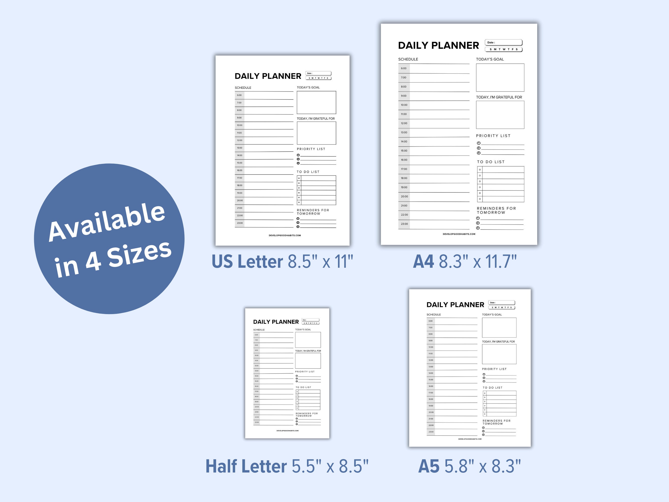 Daily Planner Printable Worksheets & Templates Bundle | Daily Routine ...