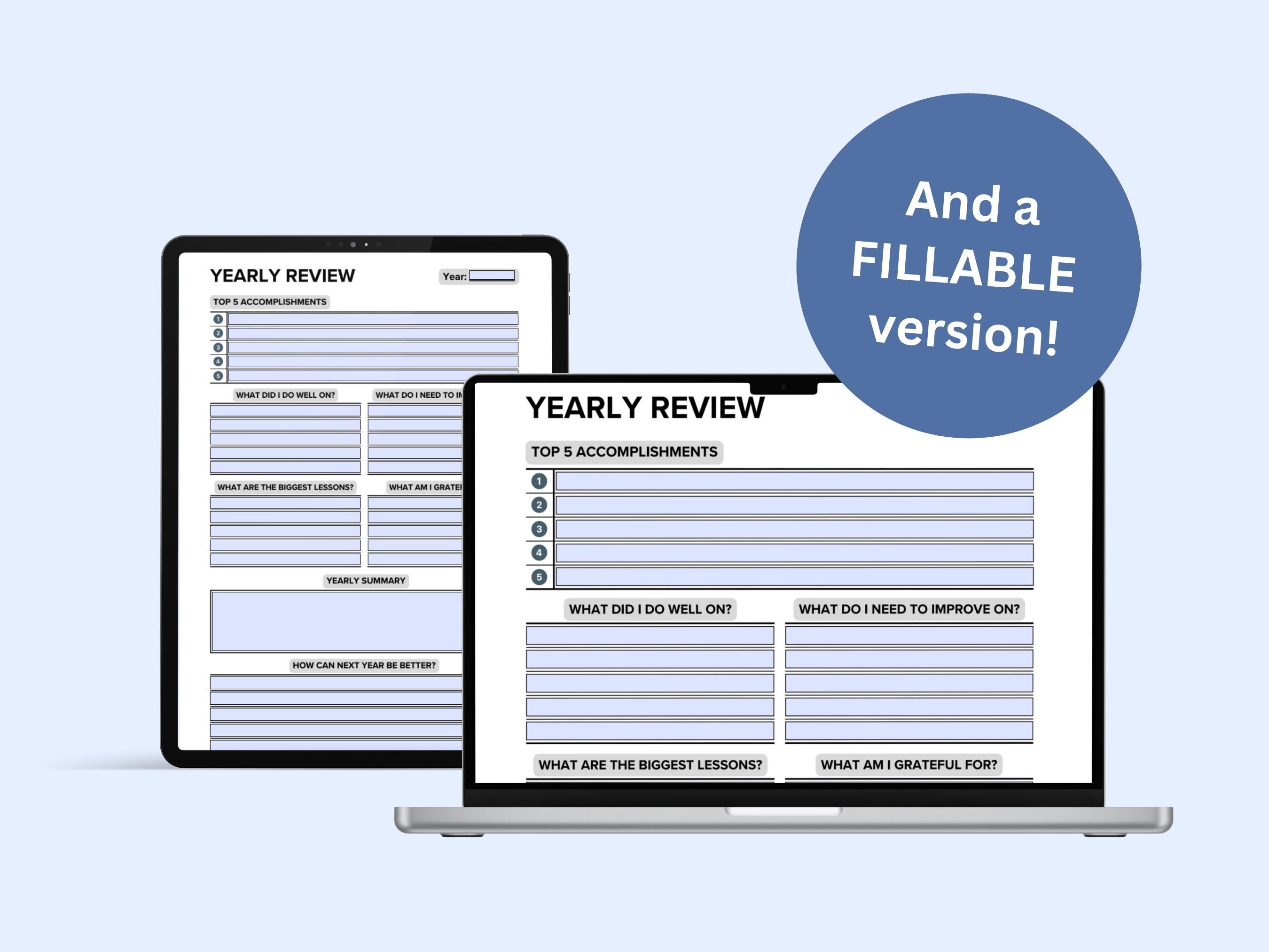 Yearly Review Printable | End of Year Reflection Questionnaire - Etsy