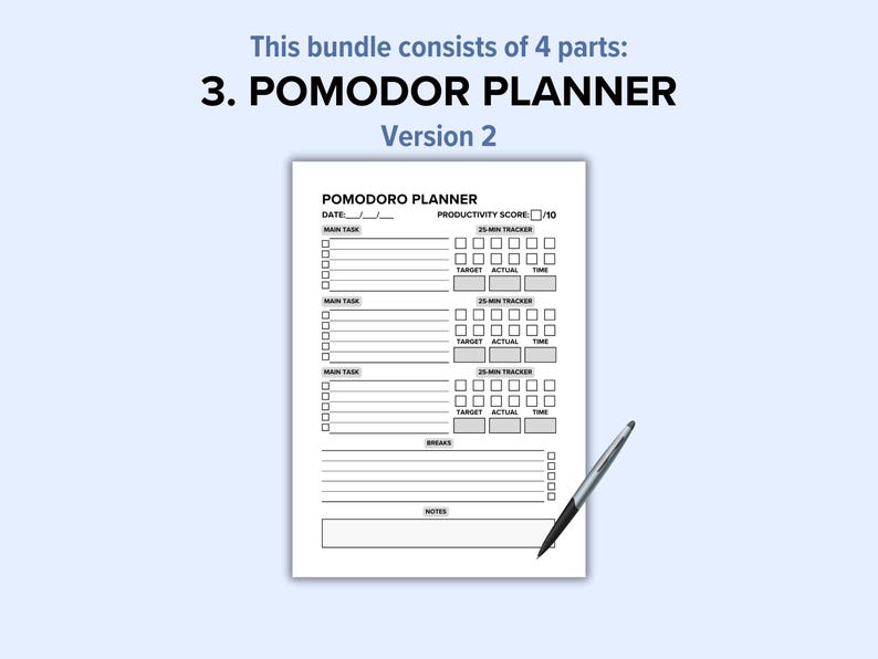 Pomodoro Technique Printable Tracker Bundle - Etsy
